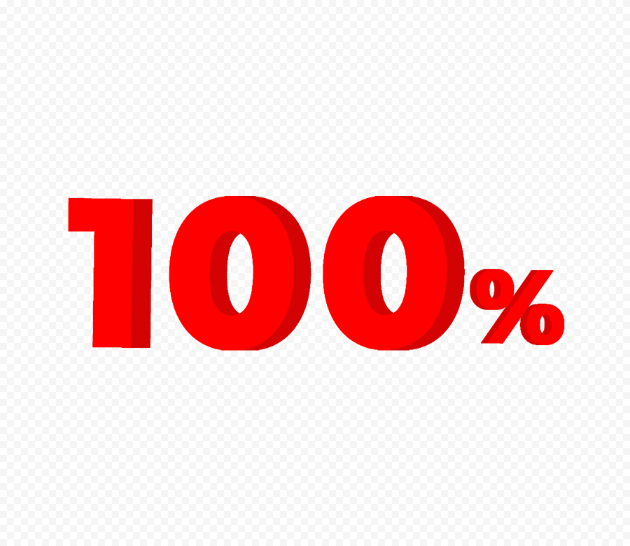 100 Percent 3d Red Number Text PNG | Pxpng