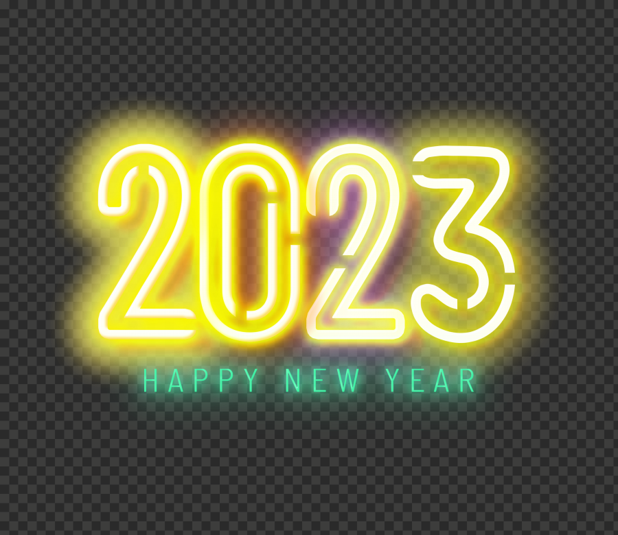 2023 Yellow Font Neon Sign HD PNG | Pxpng