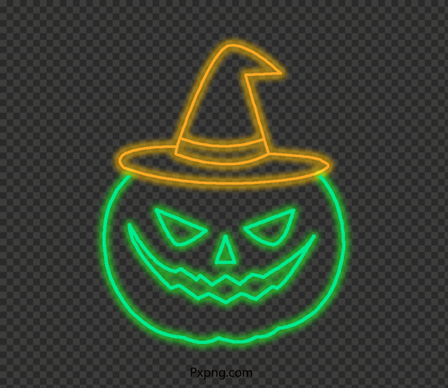 HD Halloween Neon Pumpkin Monster Transparent Background | Pxpng