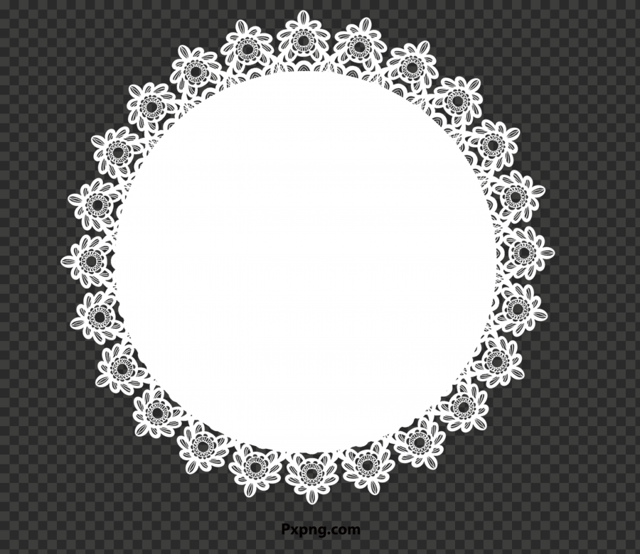 HD white circle Beautiful pattern lace border PNG | Pxpng