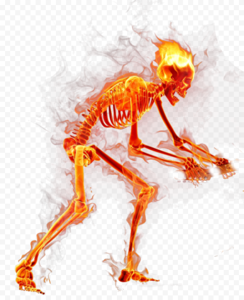 skeleton, Flame Fire, Flames Skull, orange, fictional Character png | Pxpng