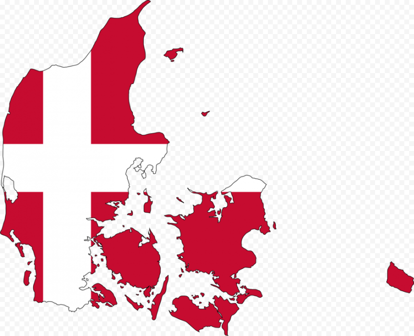 Flag Of Denmark Vector Map National Flag Denmark Map With Flag, HD Png ...