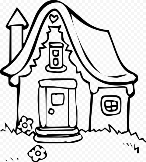 Drawing House Coloring Book Line Art Cottage Drawing Cartoon Houses ...