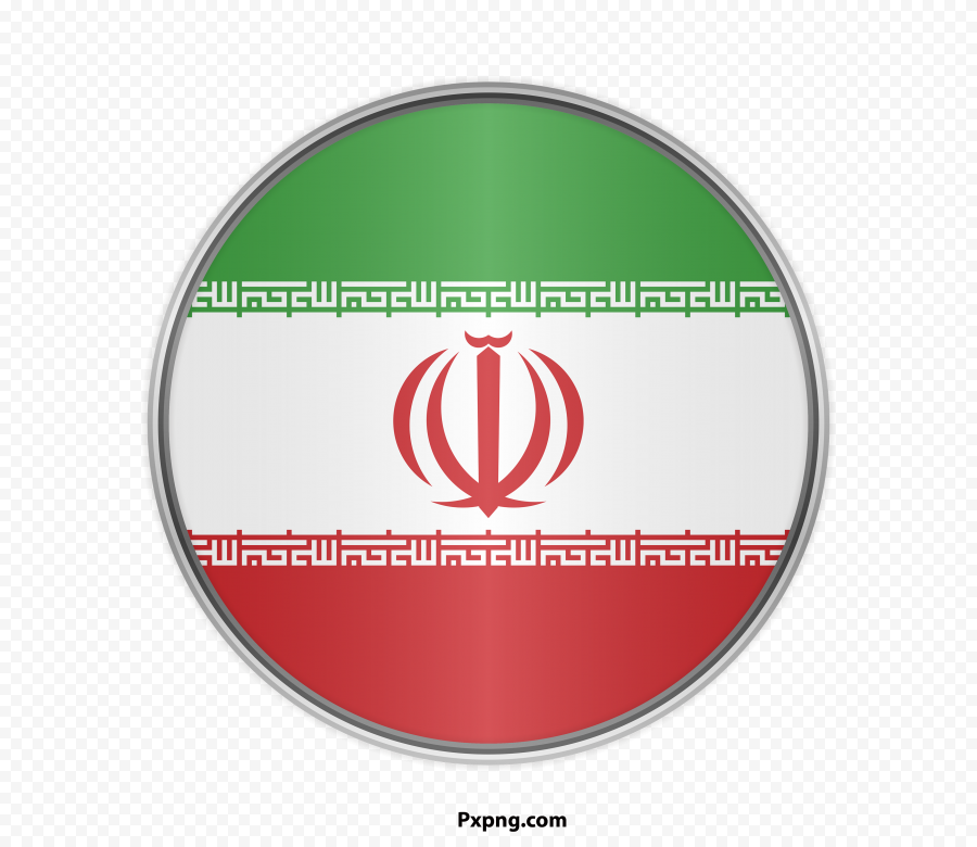 HD Iran Round Flag With Silver Borders PNG | Pxpng