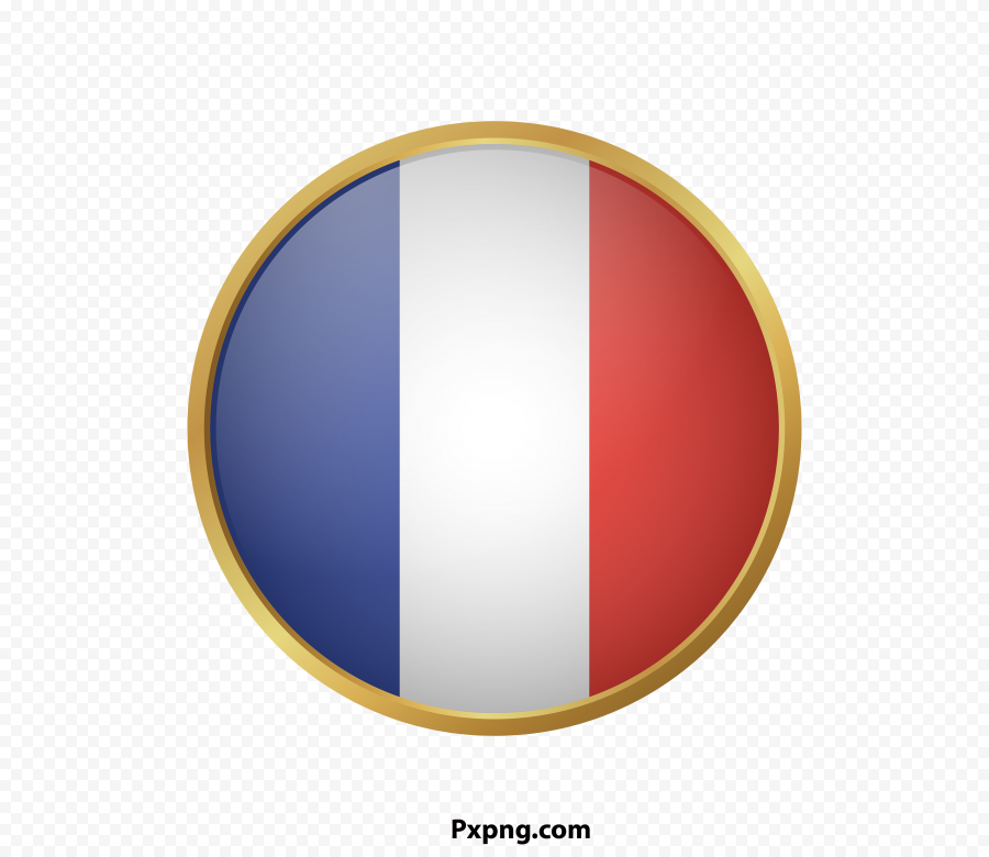 3D Round flag france vector with Gold in borders PNG | Pxpng