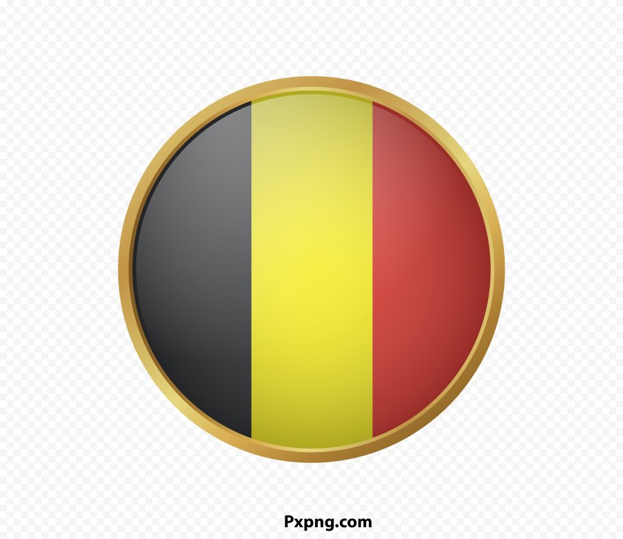 HD Round Flag Belgium Gold Framed Icon PNG | Pxpng