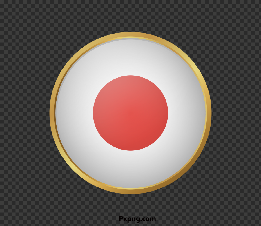 HD Round Flag Japan Gold Framed Icon PNG | Pxpng
